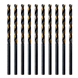MAXTOOL No.19 10pcs Identical Jobber Length Drills Dia 0.166 HSS M2 Twist Drill Bits Wire Gauge Gage Numbered Straight Shank Drills; JBN02H10R19P10