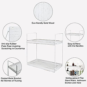 2 Tier Bathroom Countertop Organizer, Counter Standing Rack Cosmetic Holder, Countertop Storage Shelf Cosmetic Organizer Holder, Detachable Kitchen Spice Rack Wire Basket Storage Counter Shelf