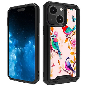 BPQOJB for iPhone 15 Case for iPhone 15 Phone Case with Birds on The Tree Pattern for Men Women Dual Layer Hybrid Hard PC Soft TPU Shock Proof Protective Phone Case for iPhone 15 6.1 inch 2023