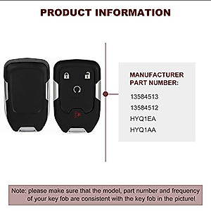 ANGLEWIDE Car Key Fob Keyless Entry Remote SHELL CASE Replacement for 17 for GMC DENALI XL (FCC HYQ1EA) 4 Buttons 1pad