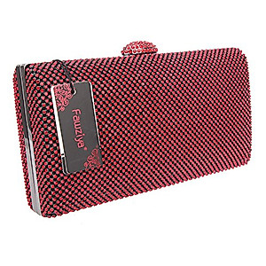 Fawziya Evening Bags And Clutches Envelope Rhinestone Purse-Red