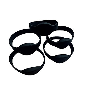 YARONGTECH RFID Bracelet,125khz em4100 RFID Silicone Wristband for Access Control (Pack of 5) (Black)