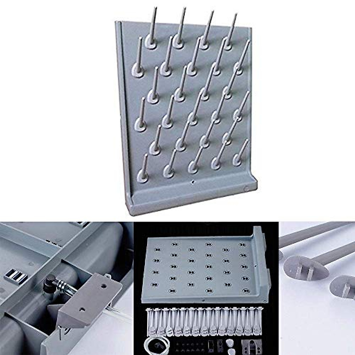 YTFLOT Drying Rack 27 Pegs Lab Supply Pegboard Bench-top/Wall-Mount Laboratory Glassware 27 Detachable PegsLab Drying Draining Rack Cleaning Equipment Grey