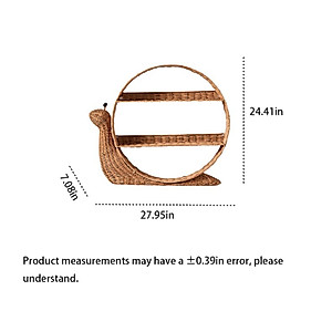 DJHK docor Rattan Wall Shelf Round Wall Shelf Rattan Shelf,Rattan Wall Mounted Shelf Wall Mounted Snail Decorative Storage and Organization Rack,Brown