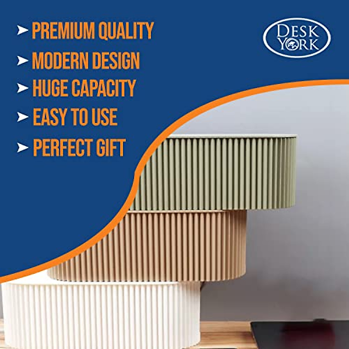 Cable Management Box Large by Desk York - Cord Organizer Box to Hide Power Strips - Surge Protector Cable Organizer Box for Home and Office - Cord Hider and Management Brown Box with Wire Organizer