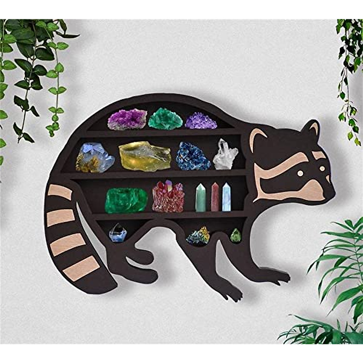 Crystal Shelf Display Crescent Moon Rack Witchy Crystal Holder for Stones Essential Oils Essentials Shelves Wall Decor Rustic Wooden Display Boho Meditation Home Decor (Model8 -Tree)