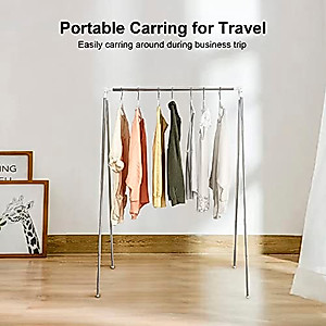NaavBliz Portable Garment Rack, Collapsible Folding Clothing Rack, for Dance, Travel, Camping, RV, Small Clothes Rack, Space-Saving Design, Versatile Use, with 3 Foldable Clothes Hangers