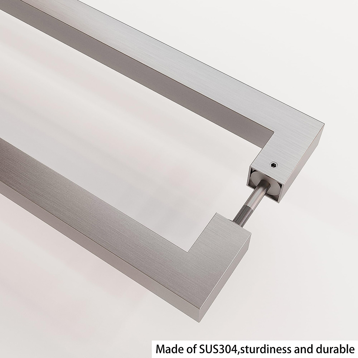 BARNSMITH 24 Inches Barn Door Push Pull Hande,Square Commercial Door Handle Pull Set, Grade-304 Stainless Steel Square Rectangular Shape Entrance Entry Front Handle for Office Store Garage