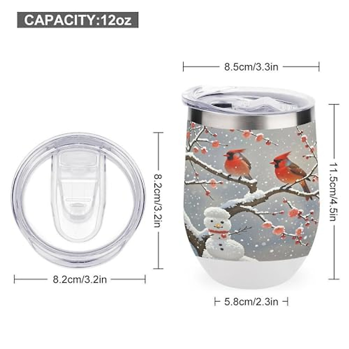 WYUSPGK 304 Stainless Steel Insulated Cup, Winter Plum Blossom Print Smooth Rim, Durable & Reusable - Perfect for Office, Home, And Travel