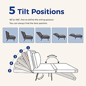 Convertible Sofa Bed in a Box, Modern Multi-Function Floor Couch with Foldable Leg and Adjustable Backrest, Mini Couch Sleeper for Apartment, Dorm, Studio and Office, Grey