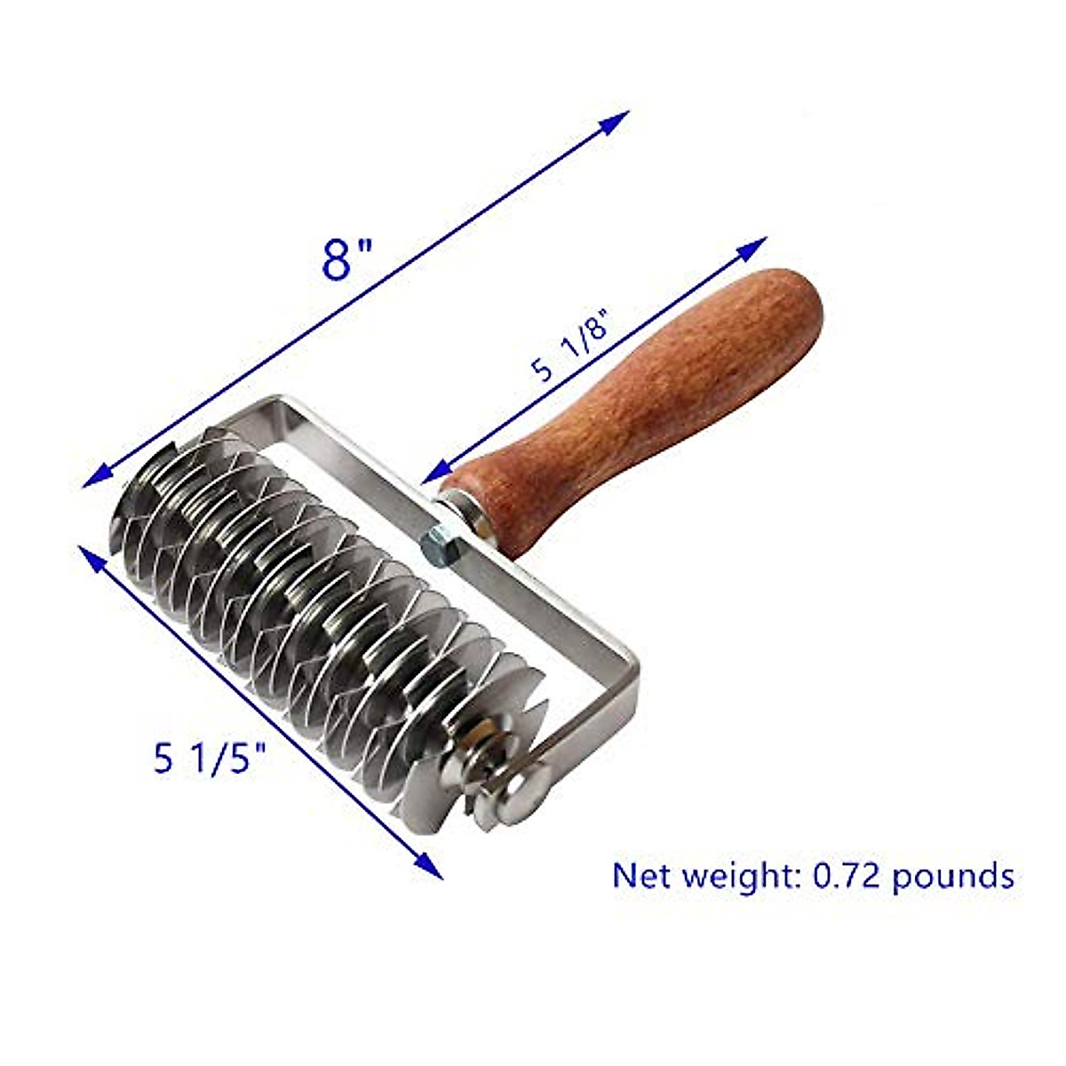XIZHI Stainless Steel Dough Lattice Top Cookie Stainless Steel Baking Tool Cake Bread Net Knife Baking Tool Cake Bread Net Knife Holder Wooden Handle for Pizza Cookie Pie Pastry Bread