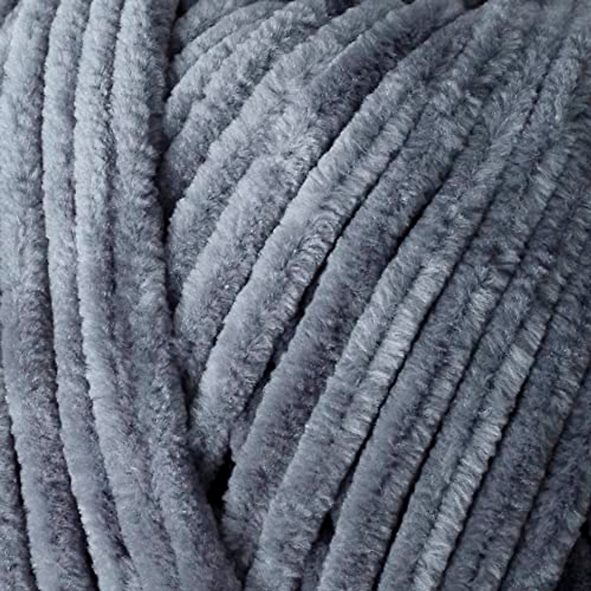 2 Skein La Mia Mellow Velvet Chenille Yarn for Knitting and Crocheting Baby Clothes, Blankets and Accessories, 100% Polyester, 100 gr (3.5 oz) / 115 m (125 Yards), Super Bulky, Grey - 905