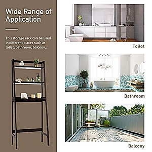 Tangkula Bathroom Space Saver, Over The Toilet Storage Rack, Free Standing 3-Shelf Bathroom Organizer, Multifunctional Bathroom Toilet Rack (Brown)