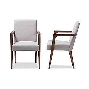 Baxton Studio Andrea Upholstered Arm Chair in Gray Beige (Set of 2)
