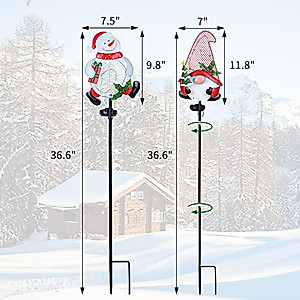 Yinns Solar Christmas Decorations, 2 Pack Chtistmas Garden Stakes Snowman Gnomes Solar Light Outdoor Christmas Decorations for Garden Yard Lawn Pathway