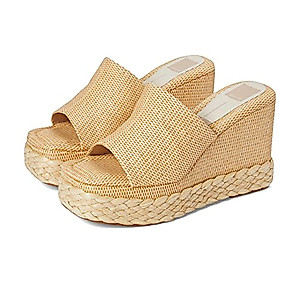 Dolce Vita Women's Elene Wedge Sandal, LT Natural Raffia, 8
