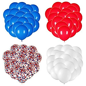 JOYYPOP 80Pcs Red White and Blue Latex Balloons with Confetti Balloons for 4th of July Decorations Independence Day Patriotic Anniversary