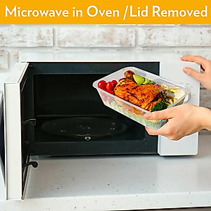 [50 PACK 50OZ] Disposable Meal Prep Container Large For Food, Plastic Storage Containers with Lids Freezer Microwave Dishwash Safe, Clear Bento Box Stackable BPA Free Reusable 1500ml