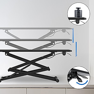 ZMYCZ Desk, Height Adjustable Converter, 31.5''x20'' Workstation, Ergonomic Gas Desk, Sit Stand Tabletop Monitor and Laptop Riser (Black)