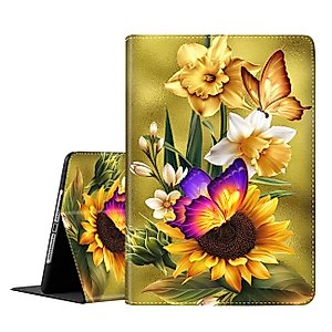 Case for Samsung Galaxy Tab A8 10.5 Inch 2022 Model (SM-X200/X205/X207), Galaxy Tab A8 10.5 inch Tablet Cover, Slim Folding Stand Cover with Auto Wake/Sleep, Sunflower Butterfly