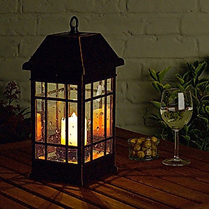 Smart Solar 3960KR1 San Rafael II Solar Mission Lantern Illuminated by 2 High Performance Warm White LEDs In The Top and One Amber LED in the Pillar Candle