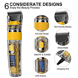 Hatteker Mens Beard Trimmer Hair Clipper Hair Trimmer Cordless Hair Cutting Kit Professional IPX7 Waterproof Multifunctional