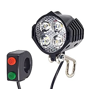 EGGPOD Bike Fender Headlight and Rear Light Set Electric Bike Front Light with Horn Work Voltage 18V 24V 36V 48V e Bike Light Mud Guards (Color : Light with Switch)