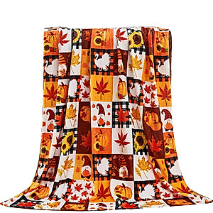 Halloween Blanket, Thanksgiving Pumpkin Blanket, 39 X 29 Inch Super Soft Flannel Pumpkin Sunflower Pattern Printed Halloween Throw Blanket,Fall Bedding, Travel Portable Quilt for Kids, Adults