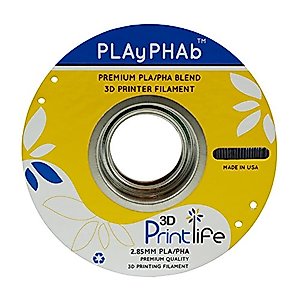 3D Printlife PLAyPHAb High Strength PLA/PHA 2.85mm Black 3D Printer Filament, Dimensional Accuracy < +/- 0.05 mm
