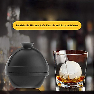 Helpcook Sphere Ice Molds - 6 Pack - Silicone Ice Ball Molds with Built-in Funnel - Round Ice Cube Molds - Make 2.5 Inch Big Ice Sphere for Whiskey & Cocktails,Food Grade and BPA Free, Black