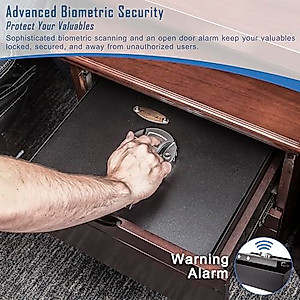 BARSKA AX11556 Biometric Fingerprint Top Opening Security Drawer Safe Box 0.23 Cubic Ft, Multi, One Size , Black , 14.75 x 11.25 x 5