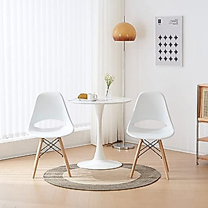 LOVSPATIO Mid Century Modern Hollow Back Dining Chiar,DSW Shell Plastic Lounge Chairs for Kitchen,Living Room,Bedroom,Set of 4 (White)