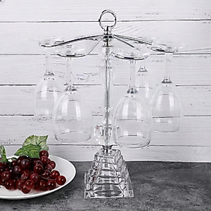 6 Holder Crystal Wine Glass Holder, Scrollwork Rotate Stemware Rack Drying Rack for Tabletop