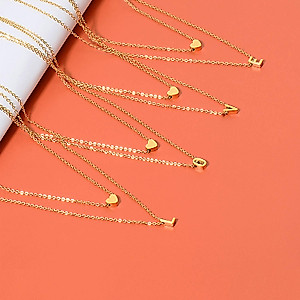 MOMOL 18K Gold Plated Stainless Steel Layered Heart Initial Necklace Personalized Tiny Letter M Choker Necklace Monogram Name Necklace for Women