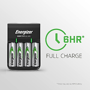 Energizer Recharge Basic Charger with 2 AA NiMH Rechargeable Batteries LED Indicator & Rechargeable AAA Batteries, Recharge Power Plus, NiMH, 800 mAh Combo Pack, 6 count