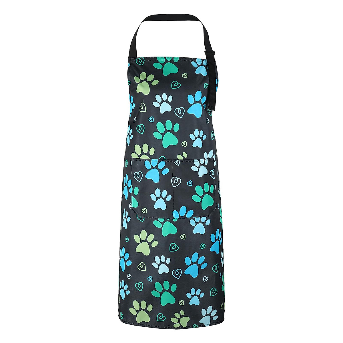 XLSXEXCL Dog Grooming Waterproof Apron with 2 Pockets, Cute Puppy Dog Pets Apron, Grooming Apron for Dog Groomers, Adjustable Painting Gardening Grooming Cooking Apron Gift for Men Women (Dog Paw)