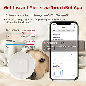 SwitchBot Room Thermometer Hygrometer Indoor, Bluetooth Digital Temperature Humidity Sensor with Smart Alert & Data Storage, LCD Screen Digital Thermometer for Room Temperature