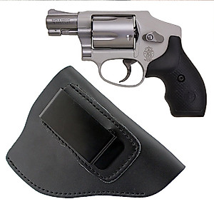 CyberDyer Ultimate IWB Holster Leather Right Hand Pistol Holster for Belts Fits Most Part J Frame 38 Special Revolver Ruger LCR Smith and Wesson Bodyguard Taurus (Black)