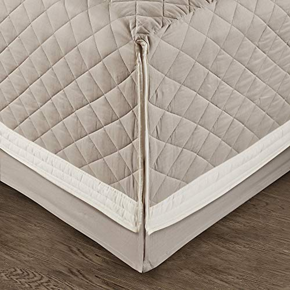 Madison Park 100% Cotton Daybed Cover Set - Trendy Design, All Season Luxury Bedding with Bedskirt, Matching Shams, Decorative Pillow, Diamond Quilted, Khaki 75"x39" 6 Piece