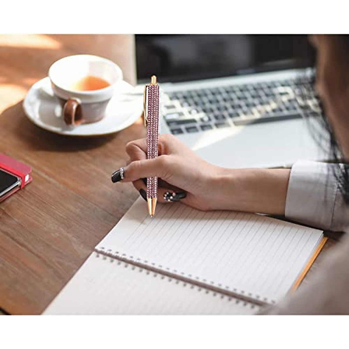 Xccj 7 Pcs Diamond Bling Pens for Women Pretty Cute Pens Rhinestone Colorful Ballpoint Pens Metal Retractable Writing Pens Black Ink 1.0 mm Sparkly Crystal Pens for Women Girls Office