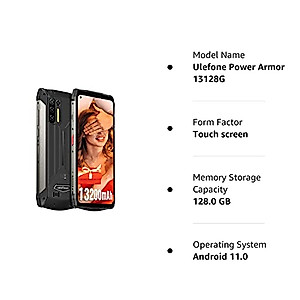 Ulefone Power Armor 13 Rugged Smartphone, IP68 Waterproof Phone, 13200mAh Battery, 15W Wireless Charge, 48MP Four Rear Camera, 6.81" FHD+, Helio G95 Octa-core Android 12, 8GB + 128GB, Dual 4G Unlocked