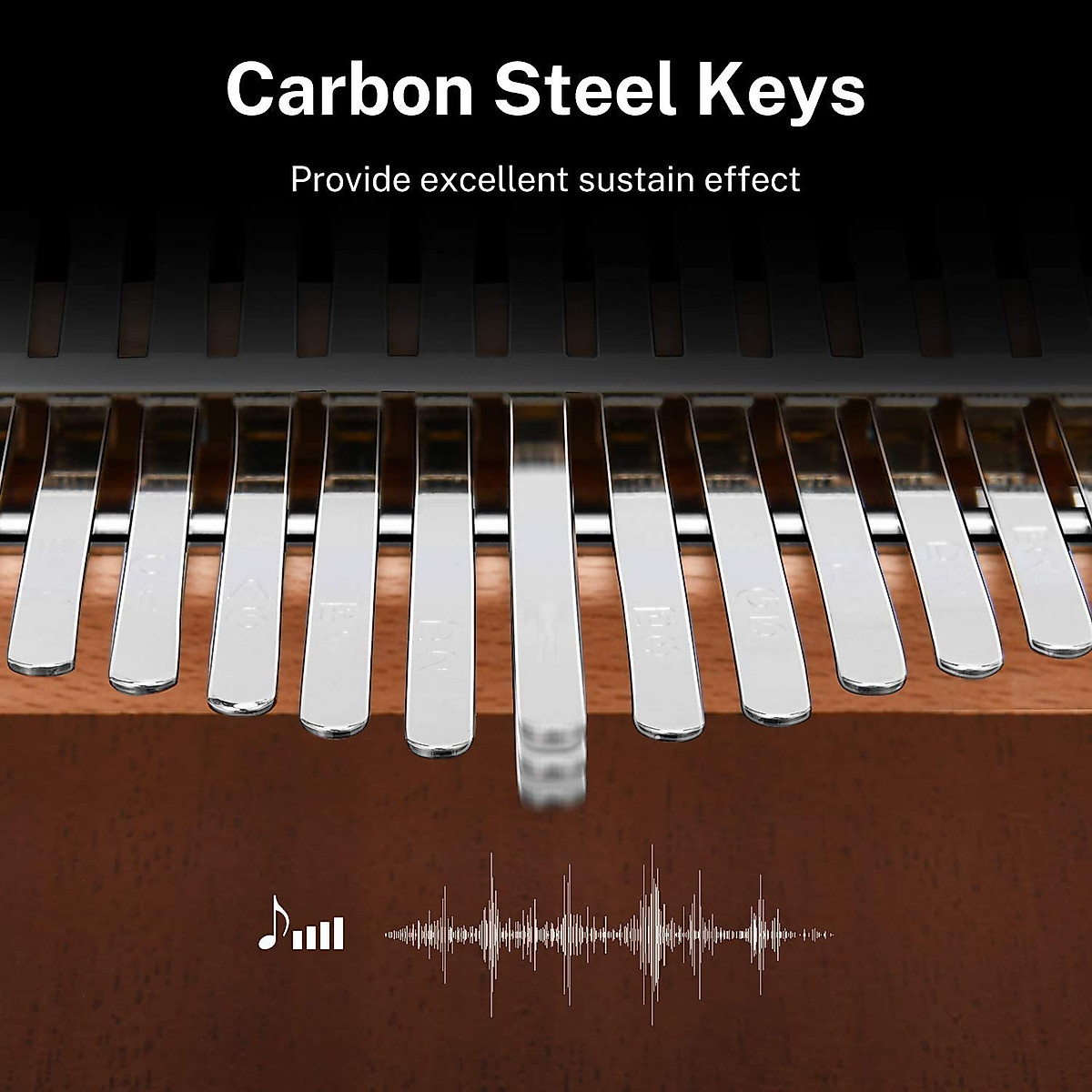 Kalimba 17 Keys Thumb Paino Made By Solid Mahogany with Study Instruction and Tune Hammer, Portable Mbira Sanza African Wood Finger Piano black