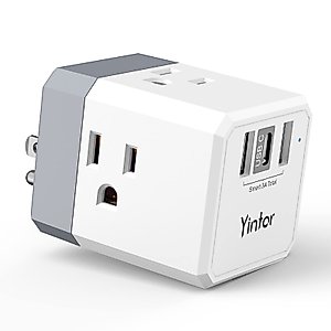 Multi Plug Outlet, Yintar 3-Outlet Extender USB Wall Charger with 3 USB Ports(2U1C), No Surge Protector for Cruise Ship, Home, Office, ETL Listed, Ideal Stocking Stuffers for Adults