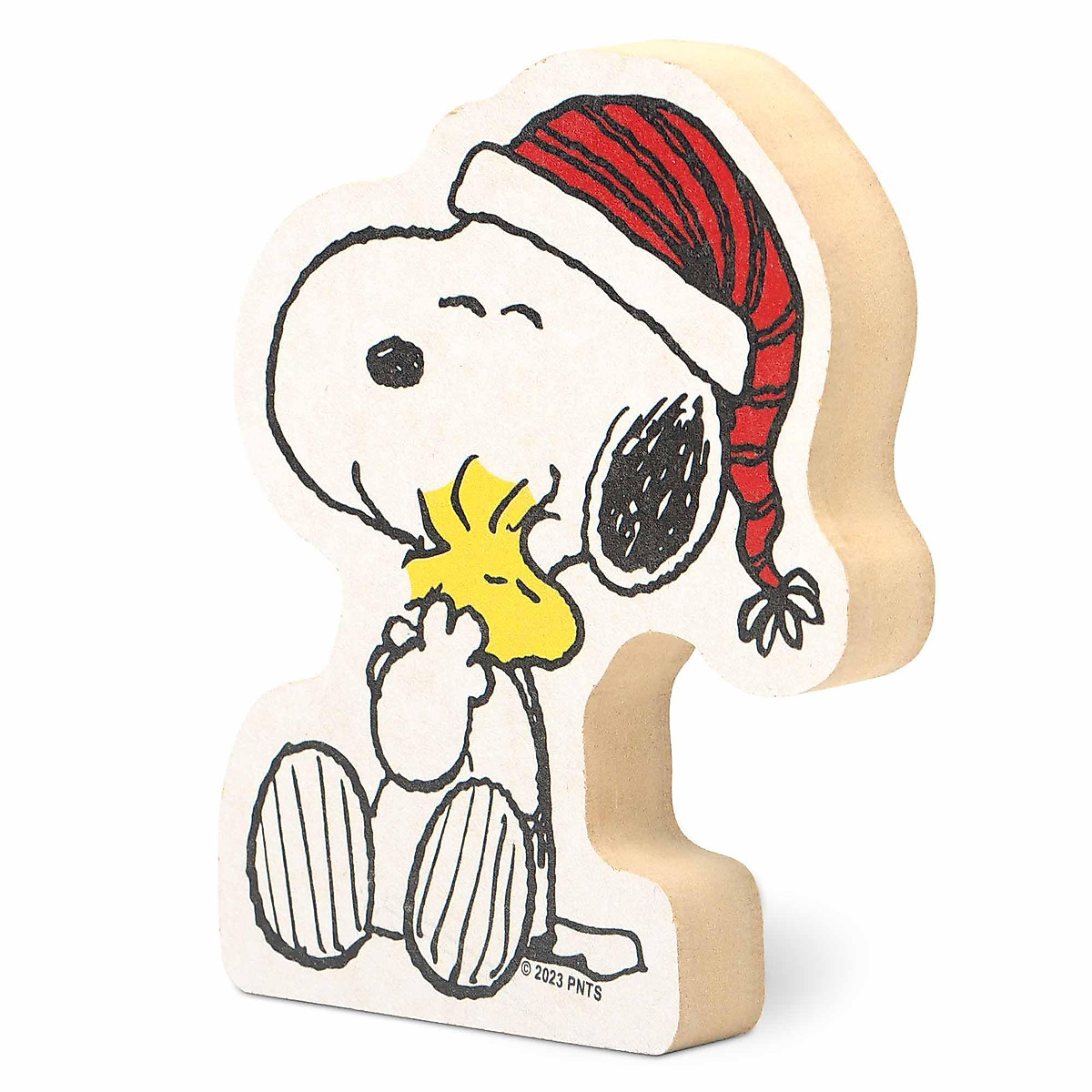 Peanuts Snoopy and Woodstock Warm Embrace Shelf Sitter Decor - Chunky Wood Block Tabletop Decoration for Home or Office