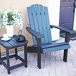 PolyTEAK Adirondack Chair Set of 4, Premium Weather Resistant Poly Lumber, Outdoor Patio Furniture, Up to 300 lb, Plastic Adirondack Chairs for Porches, Decks, and Pool Side, Element Collection, Black
