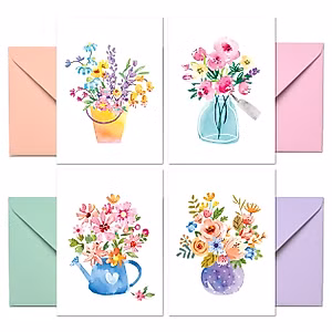 Blank Cards with Envelopes - 48 Floral Blank Note Cards with Envelopes – 4 Assorted Cards for All Occasions! Blank Notecards and Envelopes Stationary Set for Personalized Greeting Cards-4x5.5"