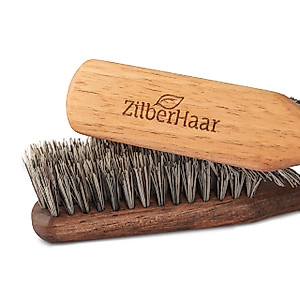 ZilberHaar Vegan Beard Brush - Stiff Bristles - Oiled Walnut and Mexican Tampico bristles - Animal-Free Beard Grooming Product - Made in Germany