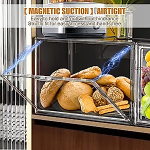 ONLYOILY 2PCS Upgrade Large Bread Box for Kitchen Countertop, Plastic Bread Box Bread Holder, Stackable Double Layer Bread Storage Container, Clear Bread Boxes for Kitchen Countertop, Pantry Storage