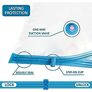 20 Pack Vacuum Storage Bags, Space Saver Bags (4 Jumbo/4 Large/4 Medium/4 Small/4 Roll) Compression for Comforters and Blankets, Sealer Clothes Storage, Hand Pump Included