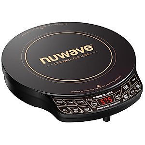 Nuwave Precision Induction Cooktop Gold, 12” Shatter-Proof Ceramic Glass Surface, Large 8” Heating Coil, Portable, 51Temp Settings 100°F to 575°F, 3 Wattage Settings 600, 900, and 1500 Watts